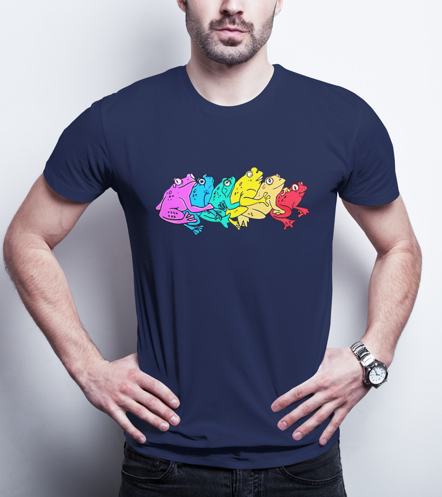 RAINBOW GAY FROG PRIDE COLORS VIBRANT FROGS T-Shirt