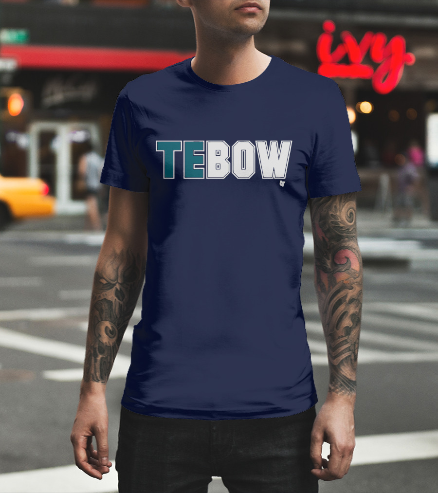 TEBOW Tim Tebow Dark Blue Block Lettering T-Shirt