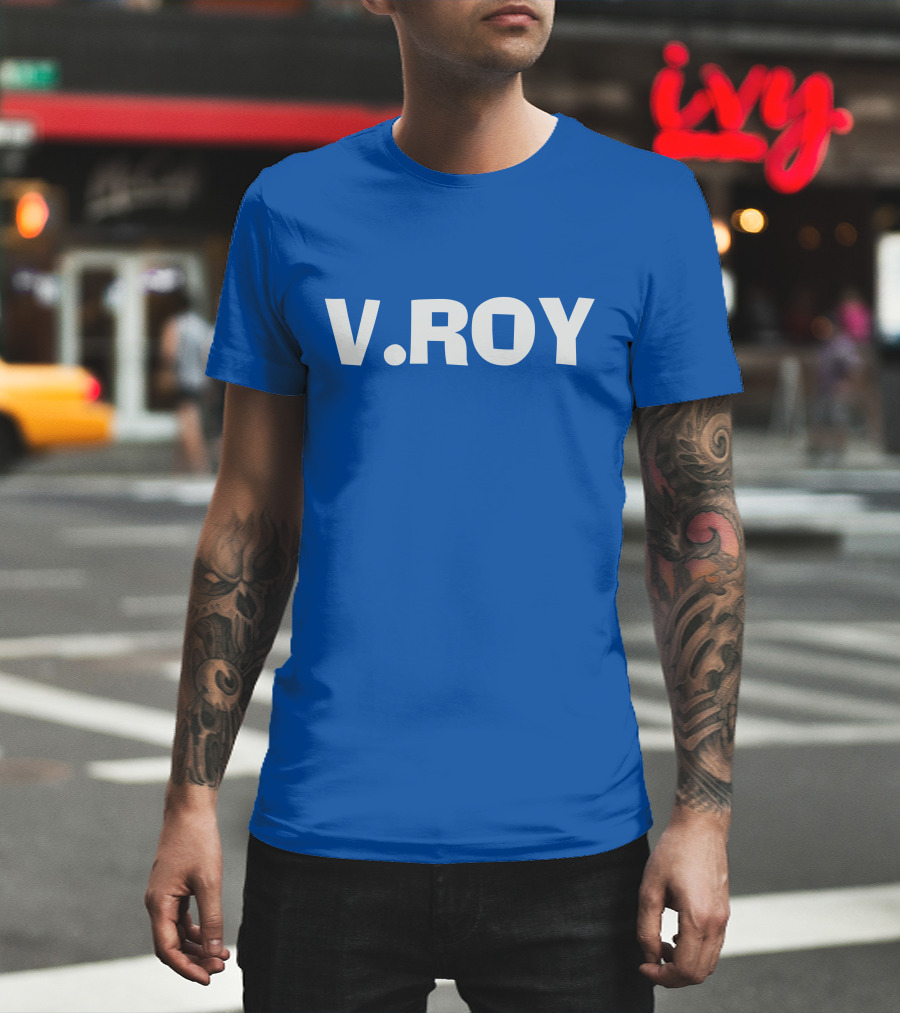 V Roy Classic Blue Typography T-Shirt