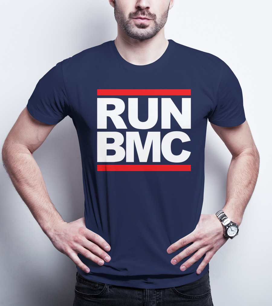 RUN BMC Bold White Text With Red Bars T-Shirt