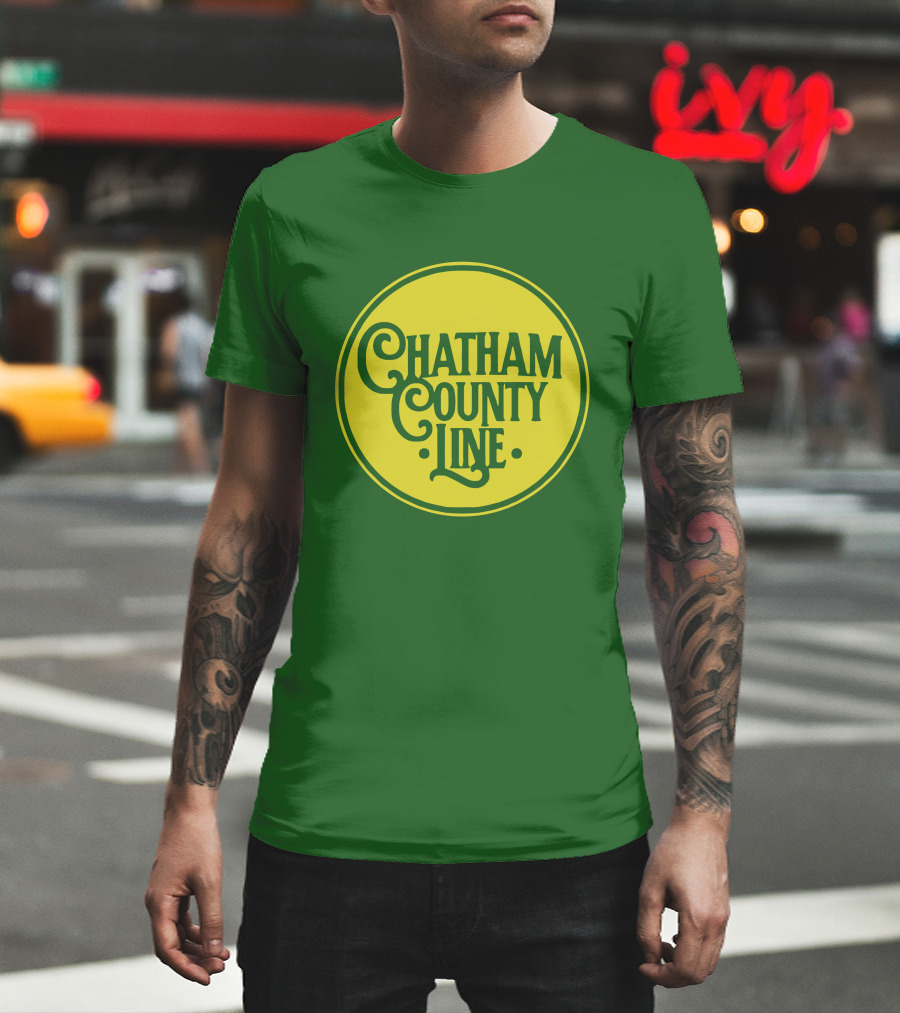 Chatham County Line Vintage Circle Logo On Green Background T-Shirt