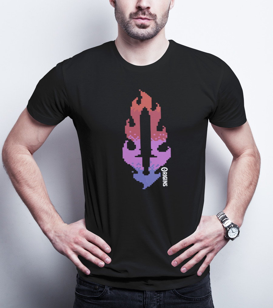 Drlupo Merch Shop Pixelated Sword Flame Origins T-Shirt