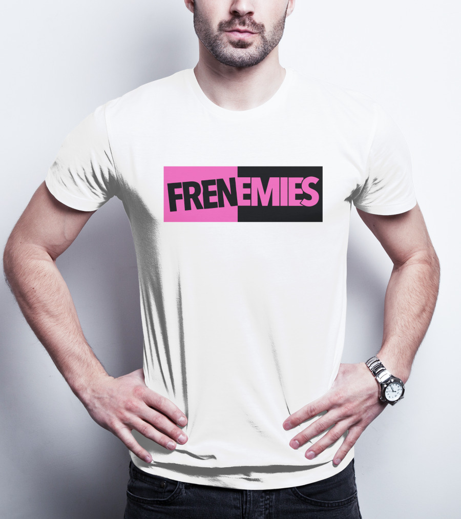 Frenemies Bold Pink Black Split Merch Shop T-Shirt