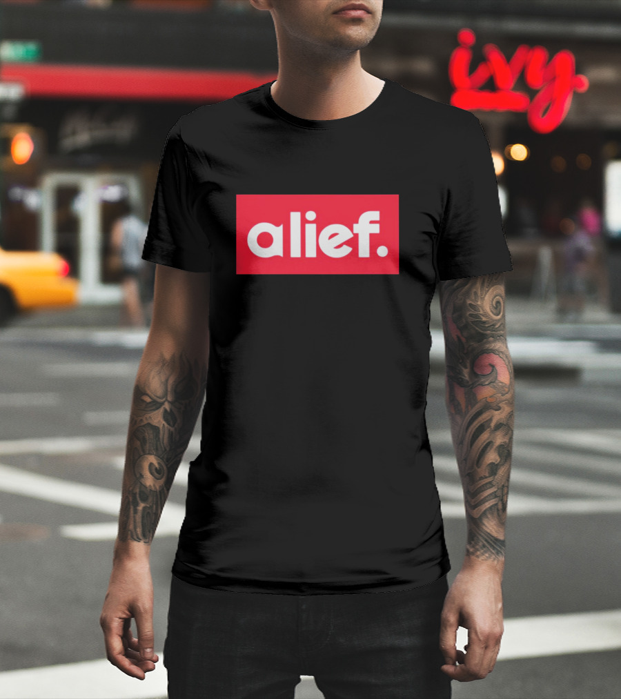 Alief Box Logo Red And Black T-Shirt