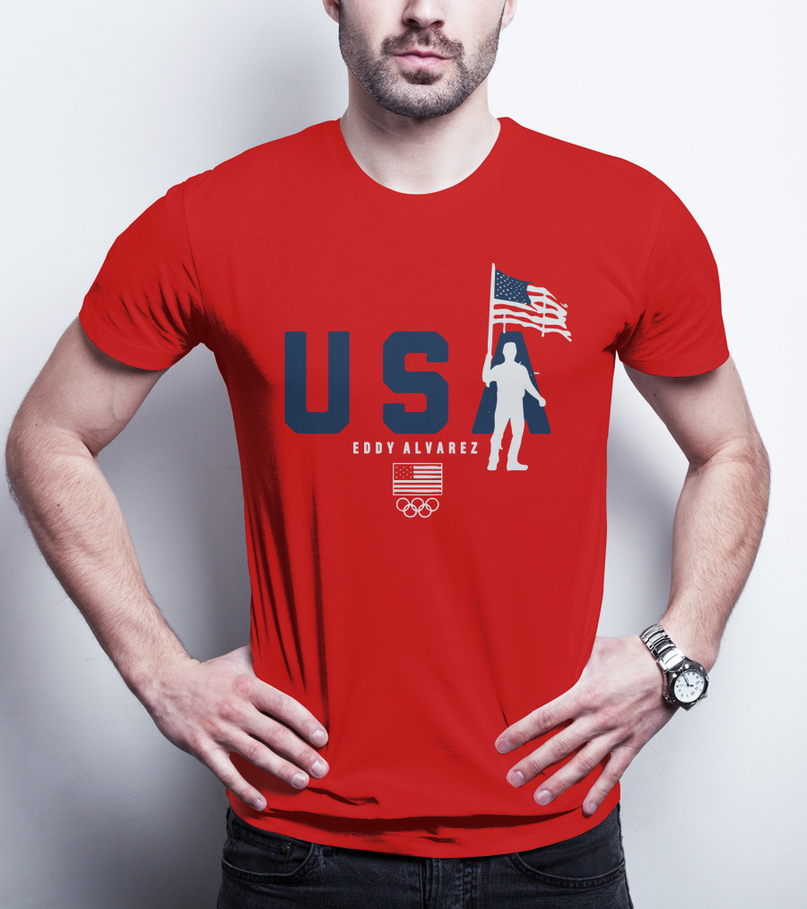 USA Eddy Alvarez Olympic Flag Bearer T-Shirt