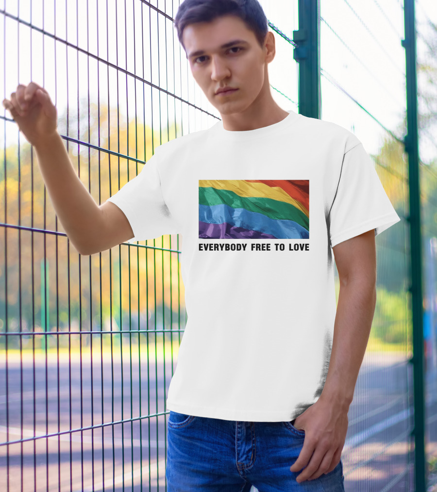Everybody Free To Love Pride Rainbow Flag T-Shirt