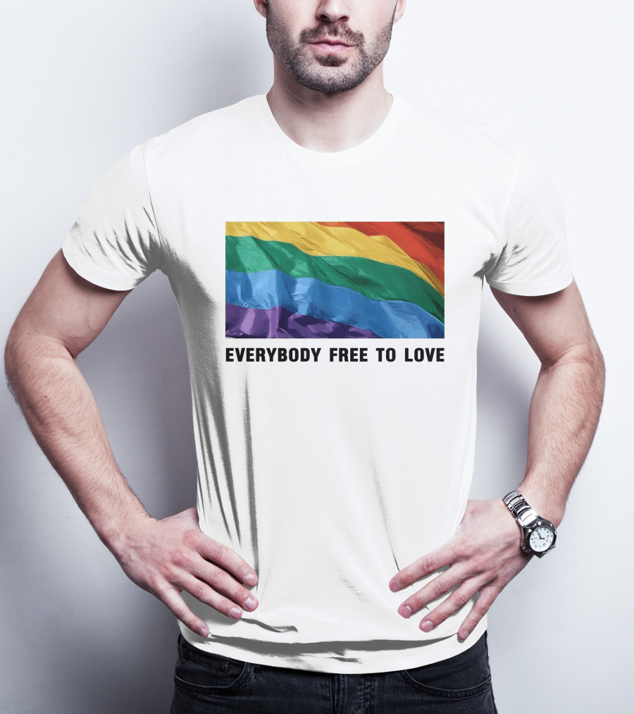 Everybody Free To Love Pride Rainbow Flag T-Shirt