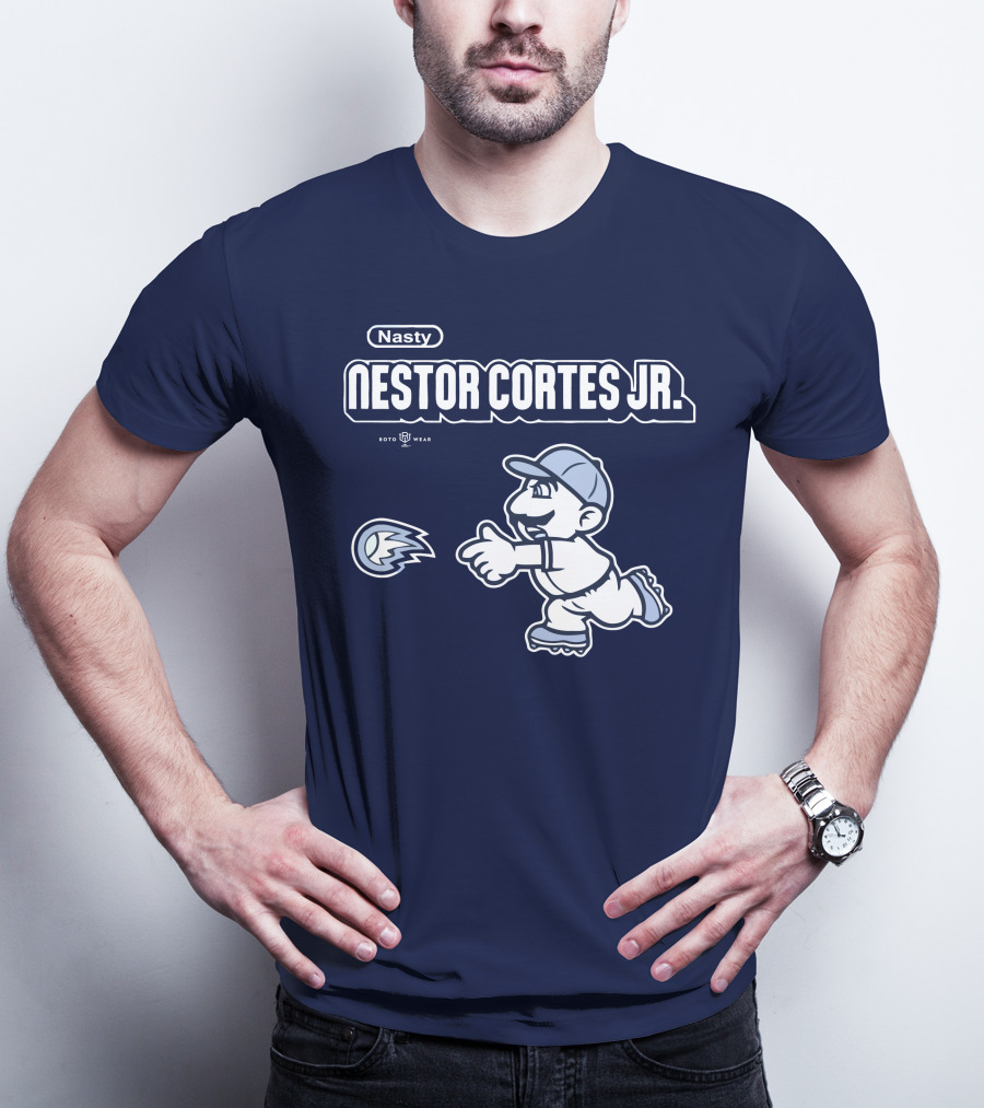 Nasty Nestor Cortes Jr. Cartoon Baseball New York Roto Wear T-Shirt
