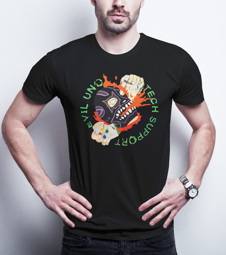 Evil Uno Tech Support AEW Mask And Game Controller T-Shirt