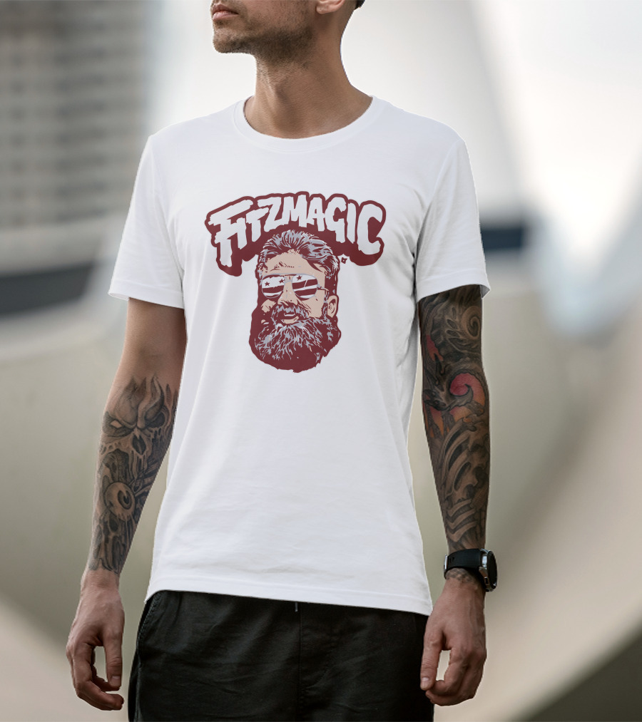 Fitzmagic Bearded Sunglasses Graphic Featuring Charles Leno T-Shirt