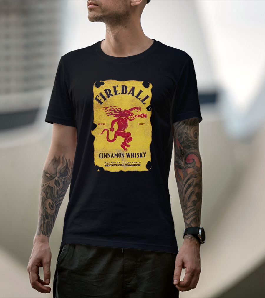 FIREBALL Red Hot Cinnamon Whisky Label ALC 33% By VOL (66 PROOF) T-Shirt