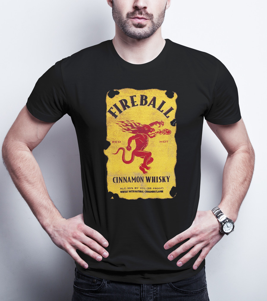 FIREBALL Red Hot Cinnamon Whisky Label ALC 33% By VOL (66 PROOF) T-Shirt