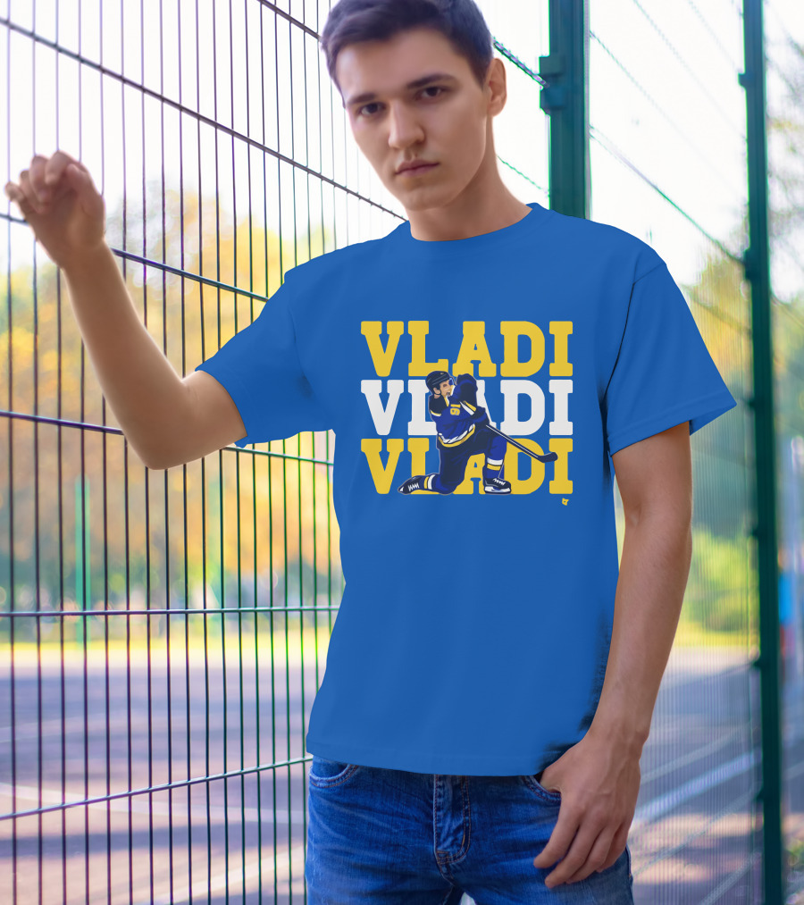 VLADI Chant Hockey Player In Blue And Yellow With Number 91 T-Shirt