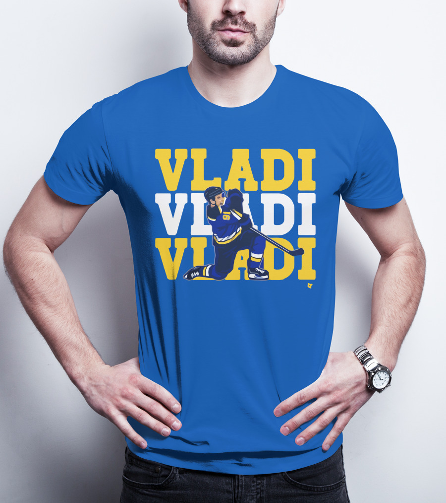VLADI Chant Hockey Player In Blue And Yellow With Number 91 T-Shirt