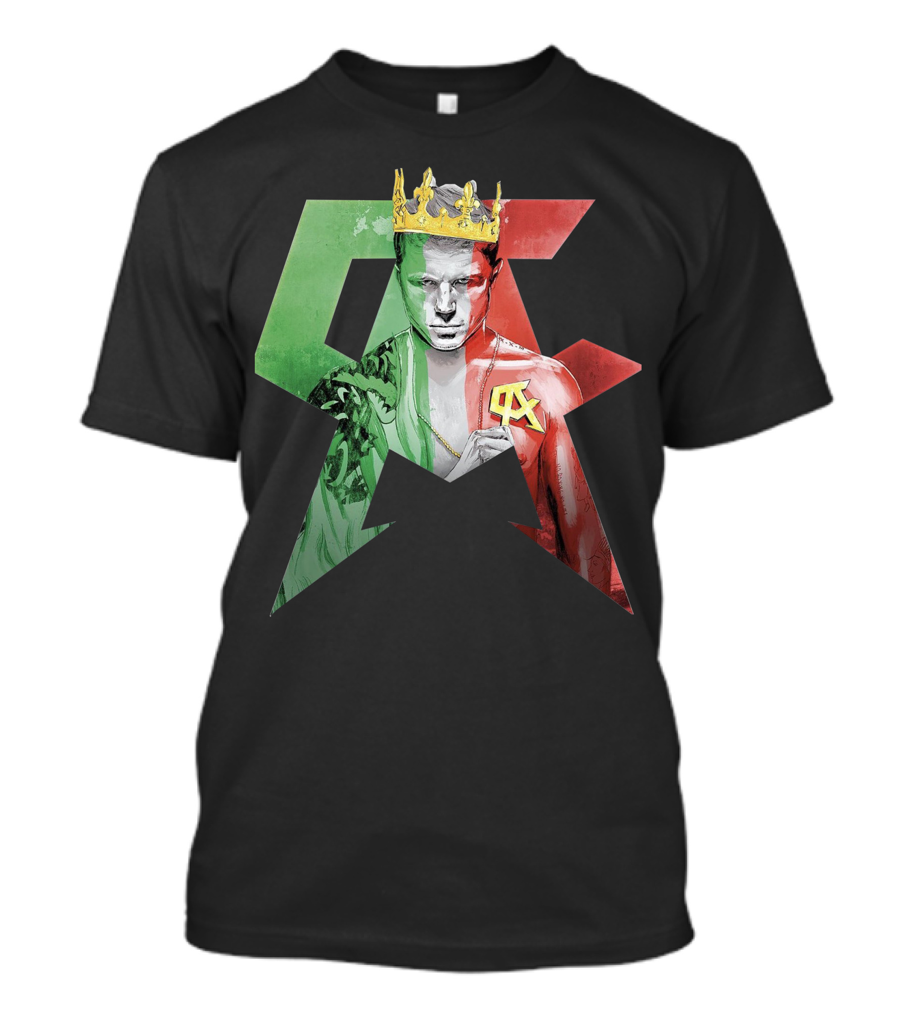 Canelo Champion King In Mexican Flag Colors With Crown And CA T-Shirt