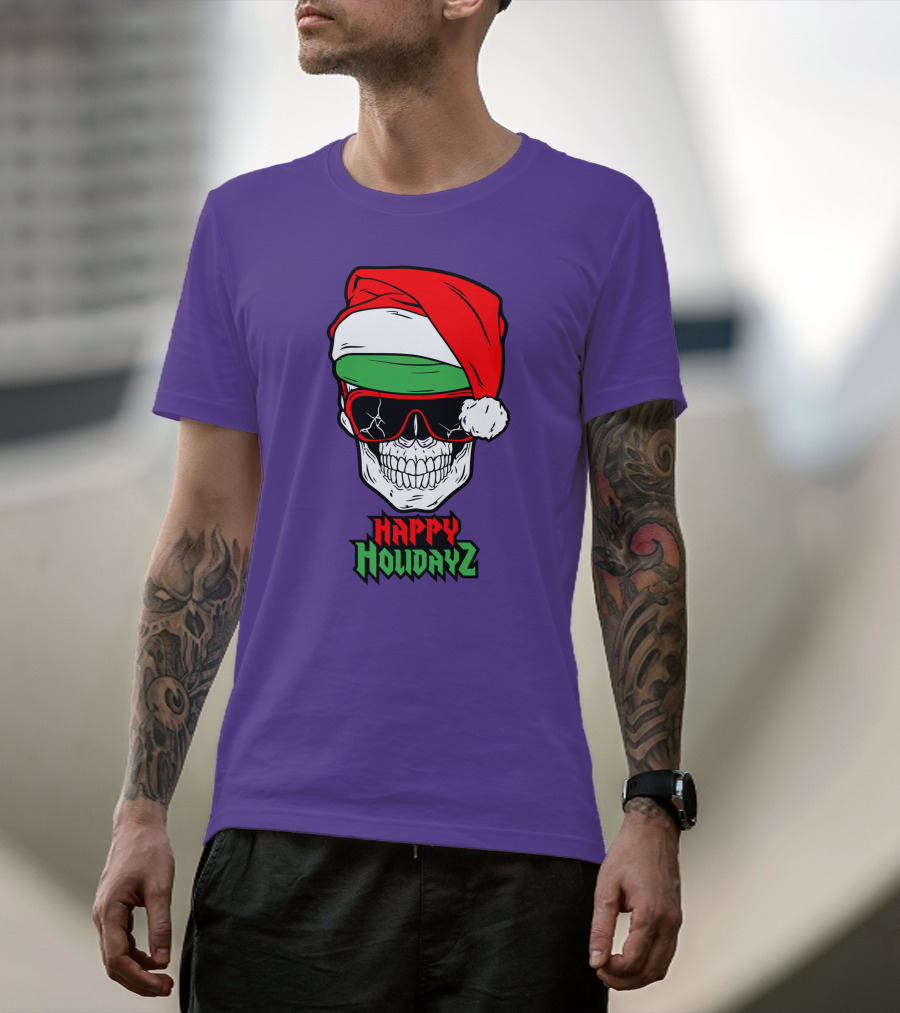 Matt Cardona Happy Holidayz Skull Santa Hat T-Shirt