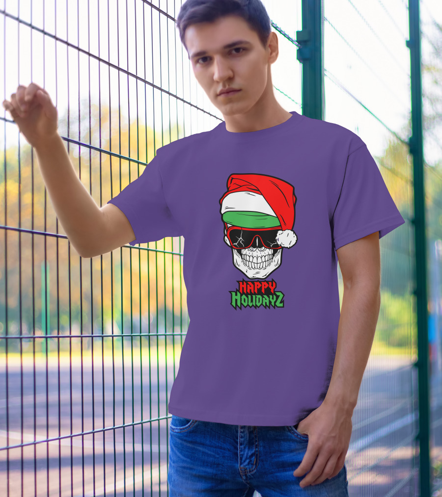 Matt Cardona Happy Holidayz Skull Santa Hat T-Shirt
