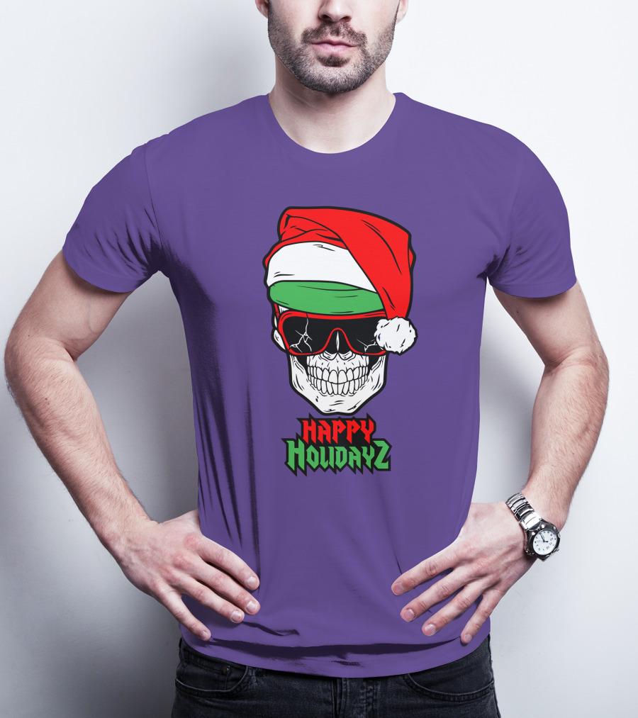 Matt Cardona Happy Holidayz Skull Santa Hat T-Shirt