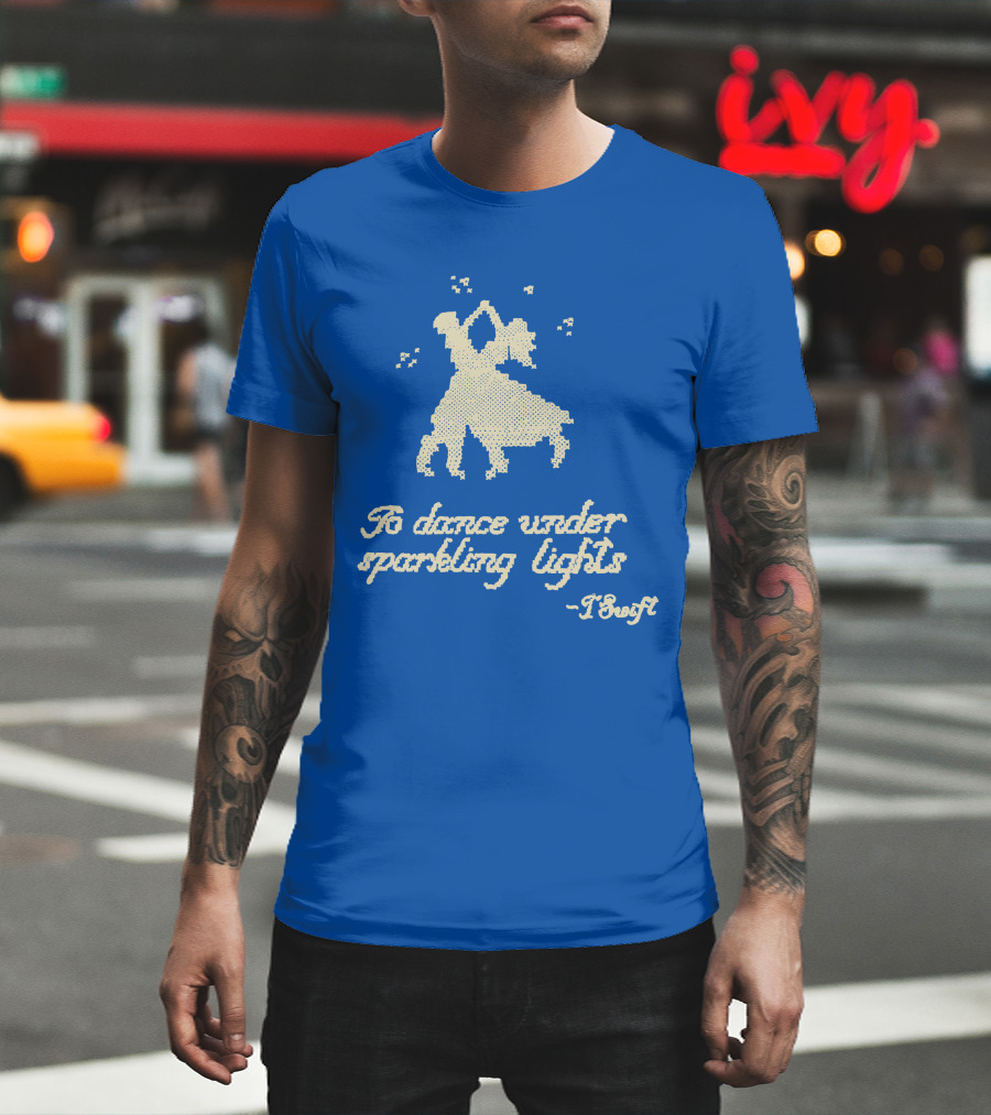 To Dance Under Sparkling Lights T Swift Christmas Tree Farm Blue T-Shirt