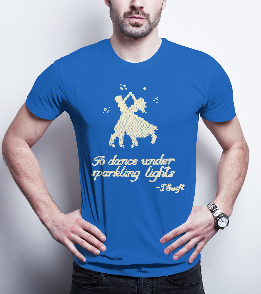 To Dance Under Sparkling Lights T Swift Christmas Tree Farm Blue T-Shirt