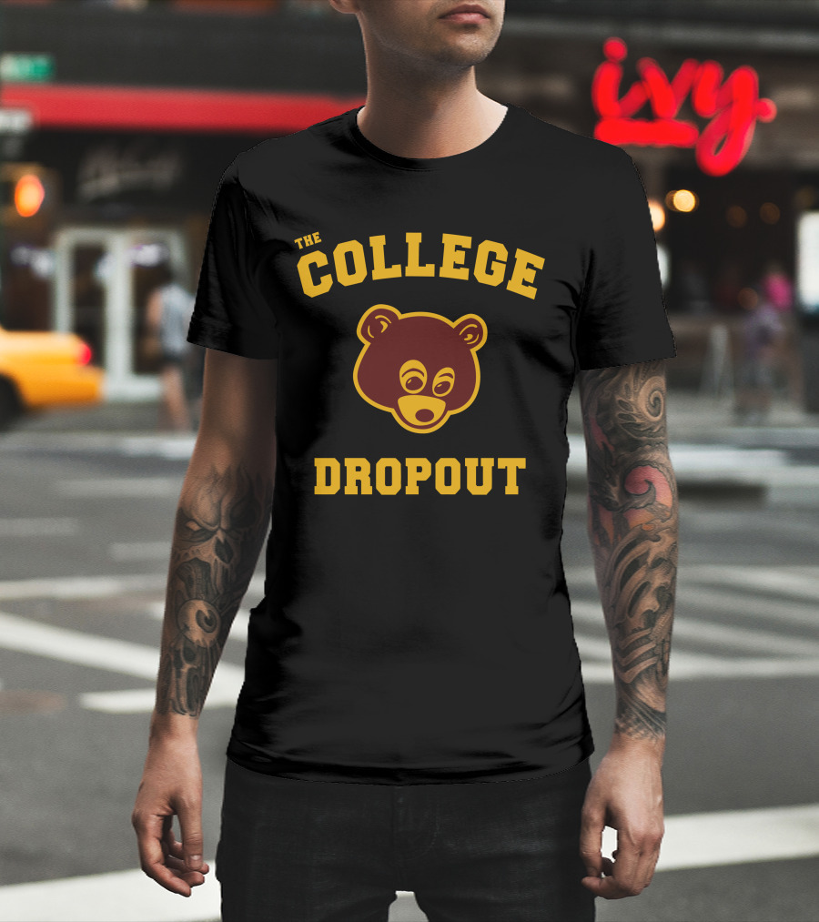 The College Dropout Bear Face Design In T-Shirt