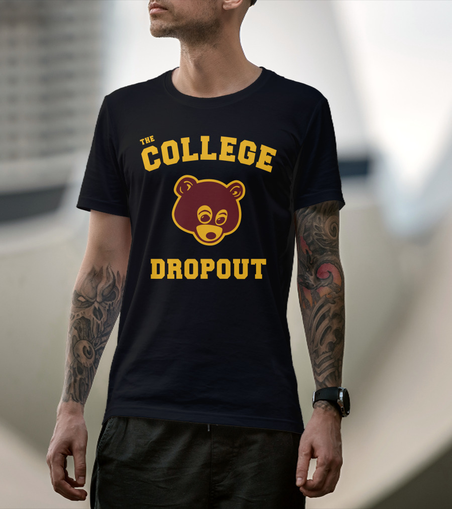 The College Dropout Bear Face Design In T-Shirt