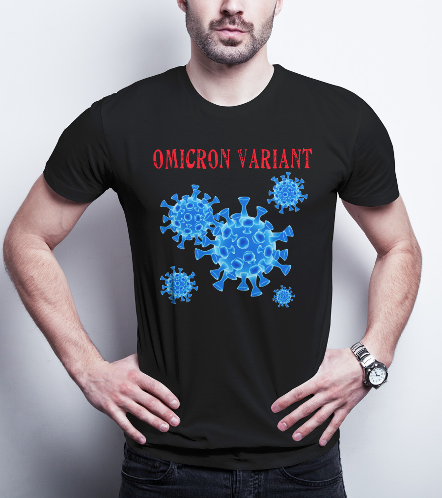 Omicron Variant Virus Graphic Blue Molecular Structure T-Shirt
