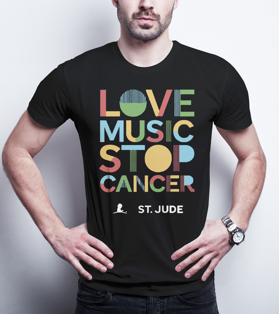 LOVE MUSIC STOP CANCER ST. JUDE T-Shirt