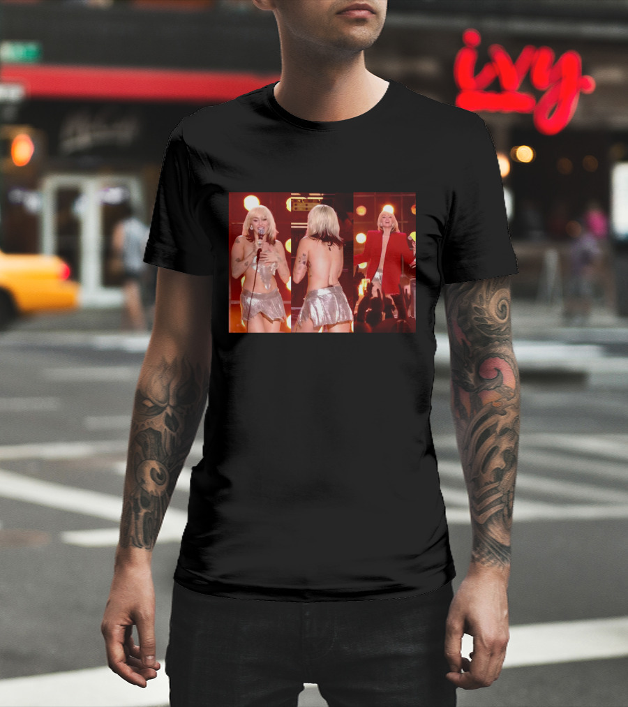 Miley Cyrus Silver Outfit Performance T-Shirt