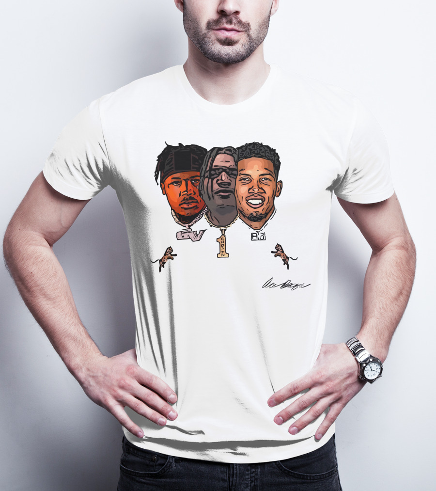 Joe Burrow Ja'Marr Chase Tee Higgins Tyler Boyd Bengals Football Faces And Chains T-Shirt