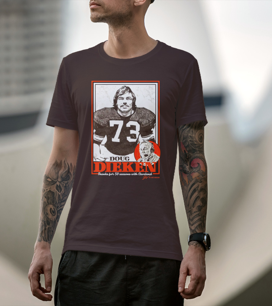 Doug Dieken 50 Seasons With Cleveland Football Number 73 Honors T-Shirt