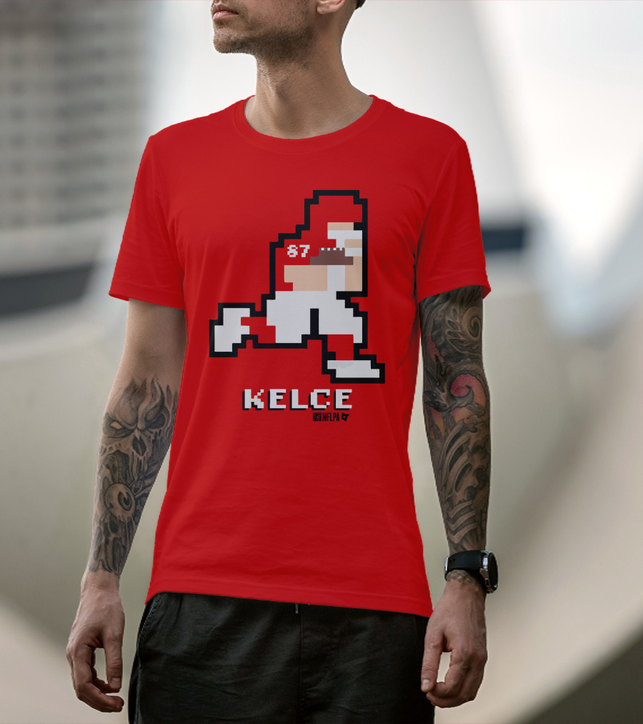 Kelce 87 NFLPA 8 Bit Retro Football Red T-Shirt