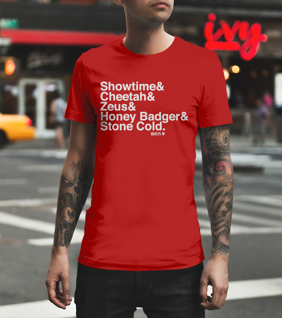 Showtime Cheetah Zeus Honey Badger Stone Cold NFLPA T-Shirt