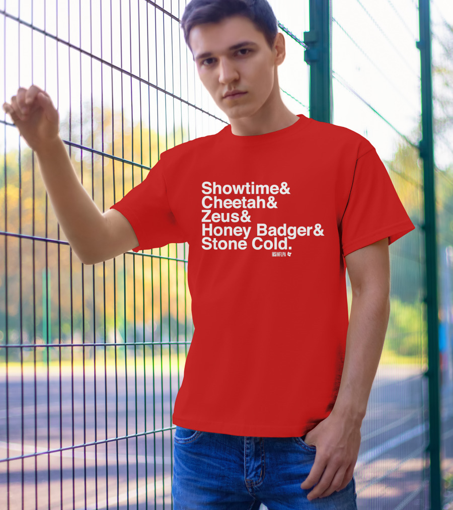 Showtime Cheetah Zeus Honey Badger Stone Cold NFLPA T-Shirt