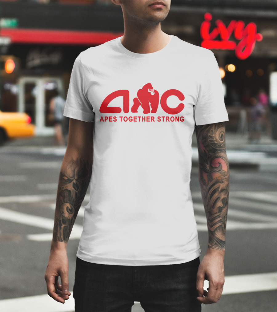 AMC Apes Together Strong Logo With Red Gorilla T-Shirt