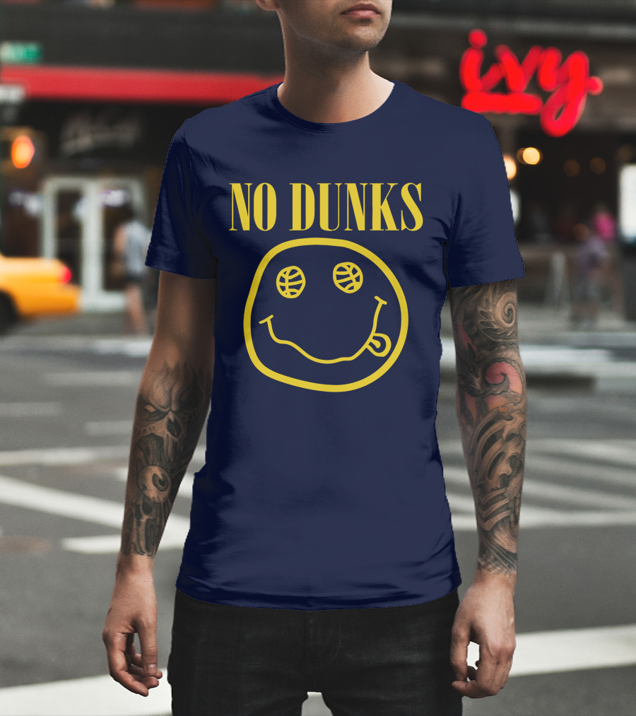 No Dunks Smiley Face Basketball Eyes T-Shirt