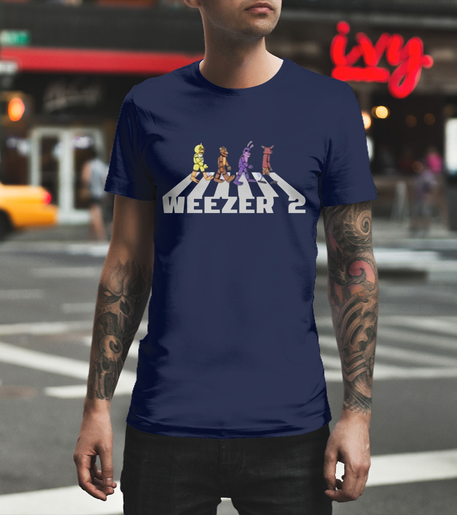 Weezer 2 FNAF Animatronics Abbey Road Crossover T-Shirt