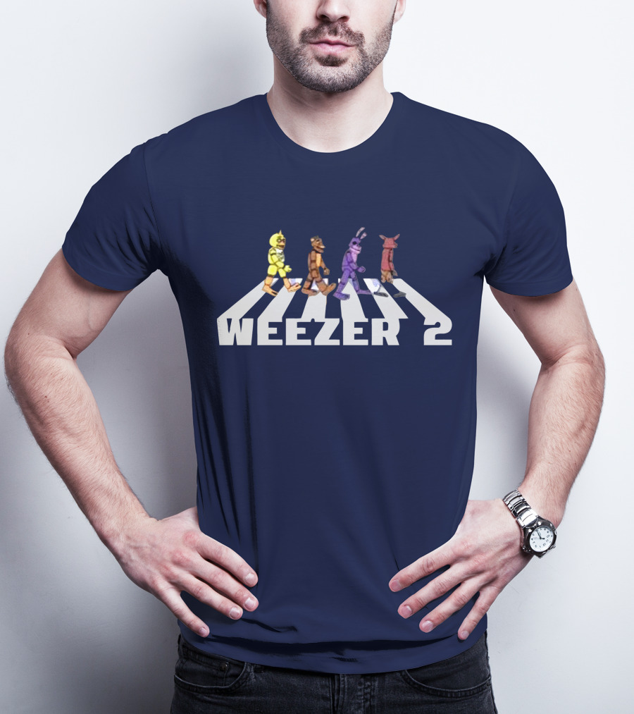 Weezer 2 FNAF Animatronics Abbey Road Crossover T-Shirt
