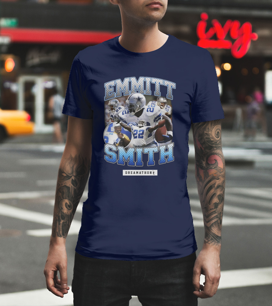 Emmitt Smith Dreamathon Dallas Cowboys Collage T-Shirt