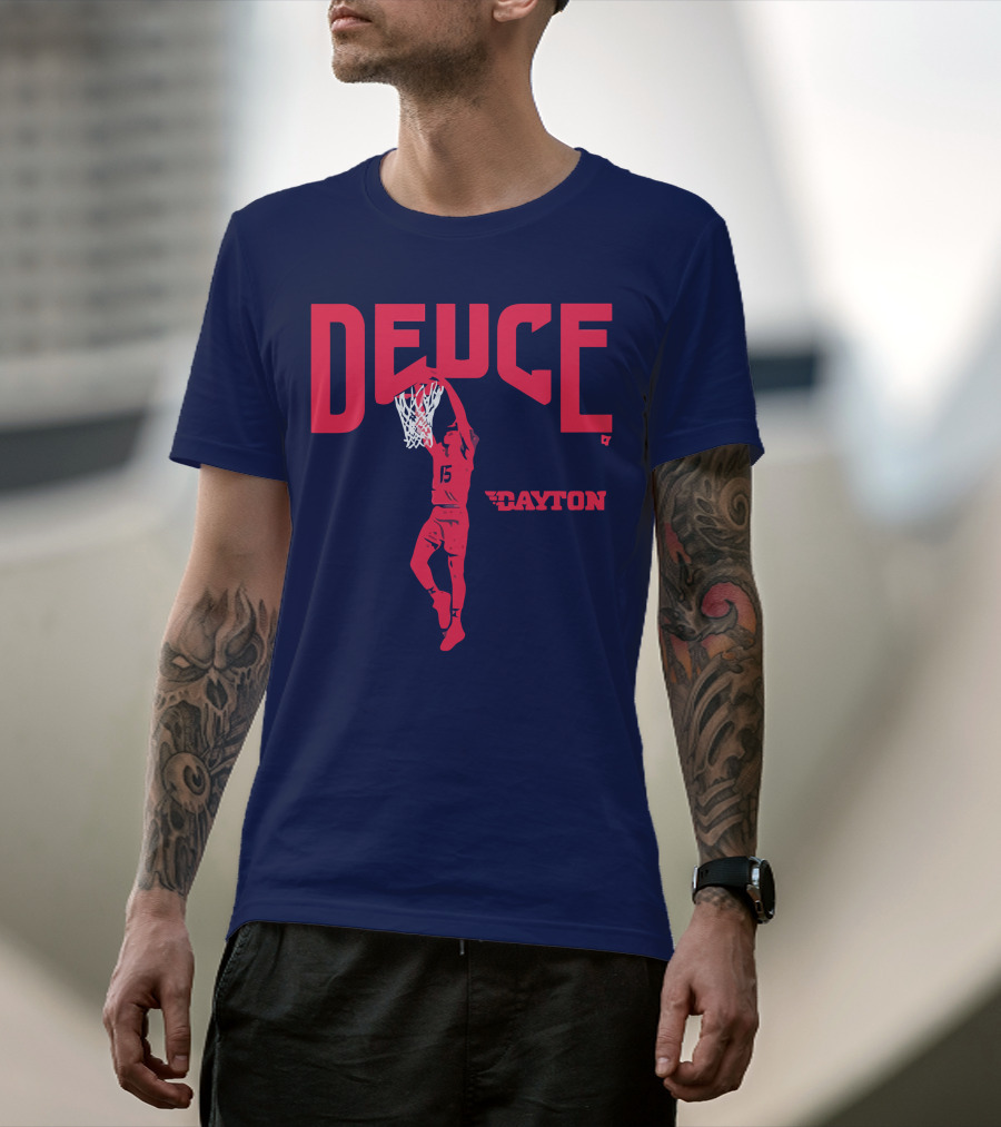 Dayton Basketball Deuce Daron Holmes II Dunking T-Shirt