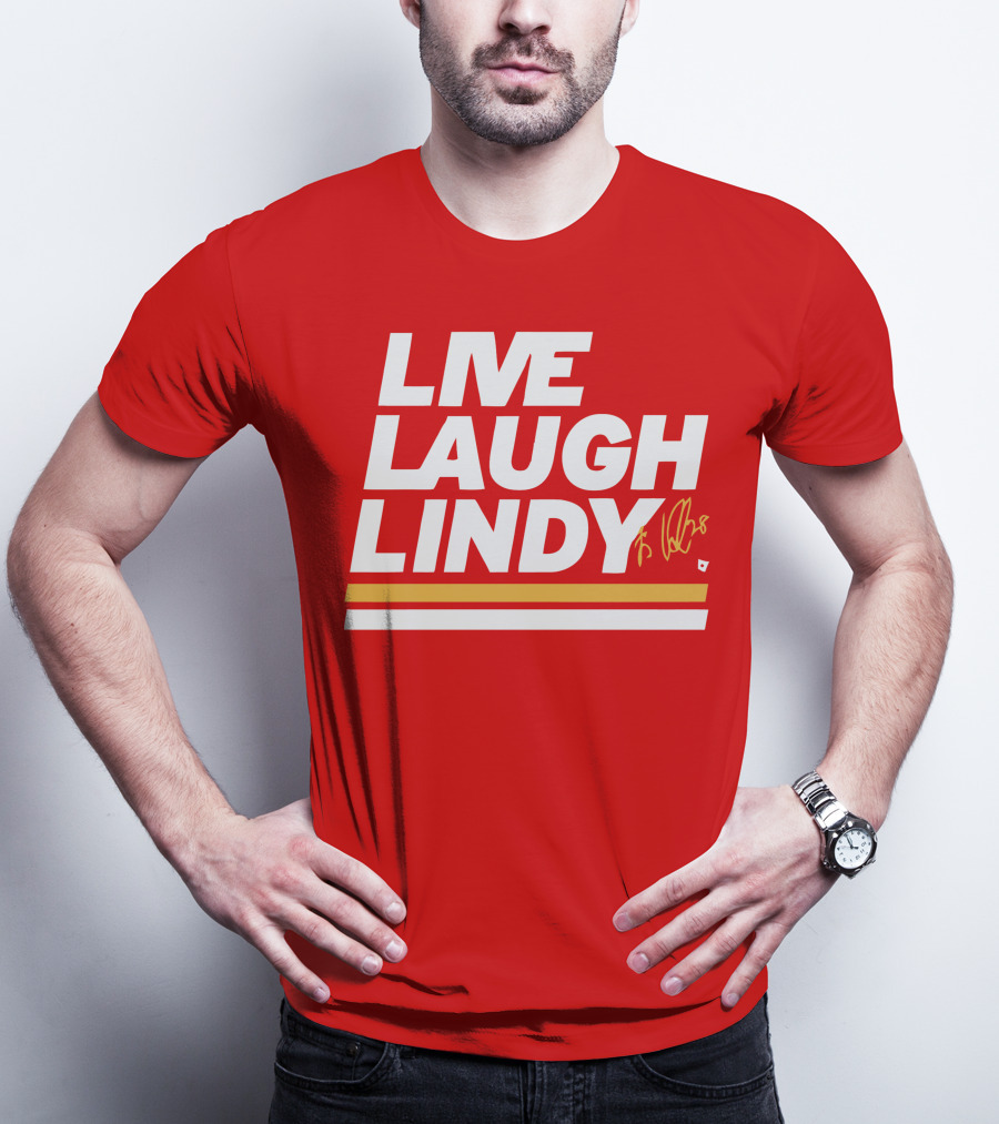 Elias Lindholm Live Laugh Lindy Bold Red Text With Signature T-Shirt