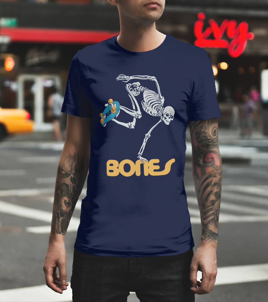 Bones Brigade Skeleton On Skateboard T-Shirt