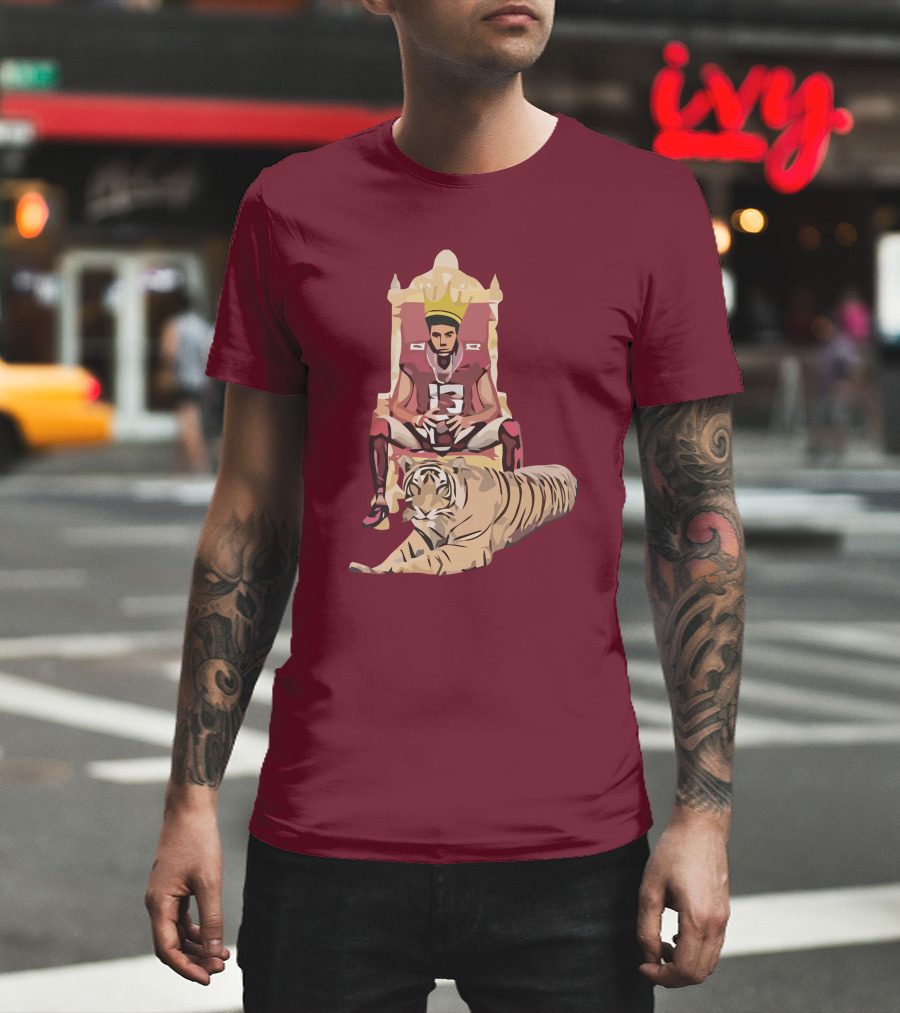Jordan Travis College King Football Throne With Crown And Tiger T-Shirt