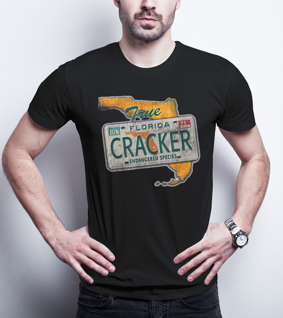 True Florida Cracker Endangered Species License Plate Map T-Shirt