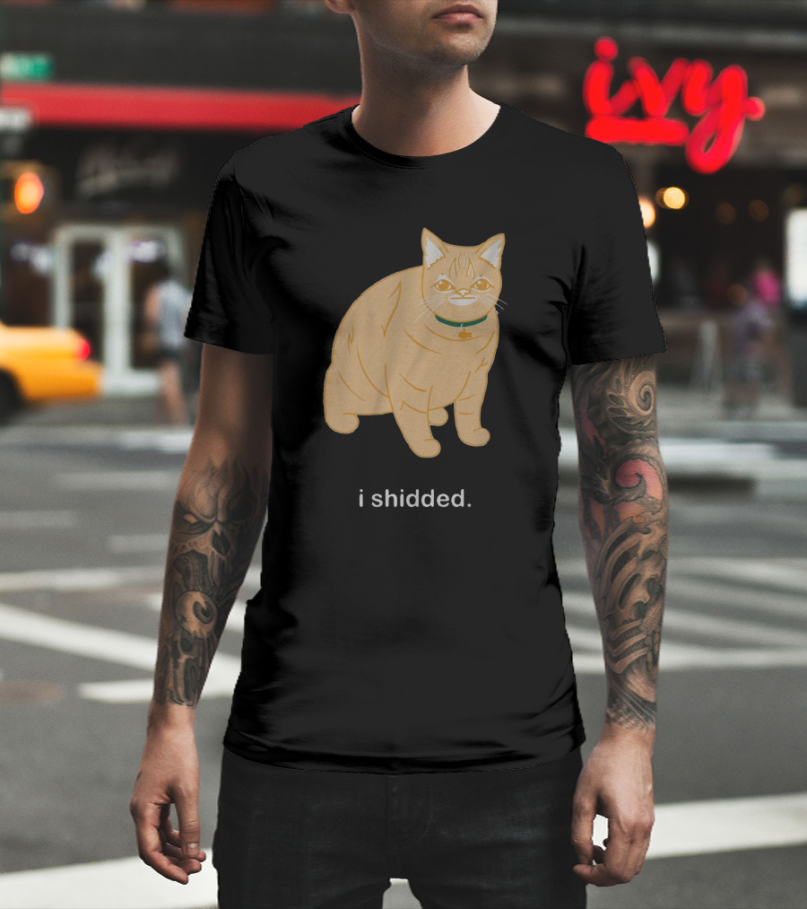 I Shidded Cat Orange Feline With Green Collar T-Shirt