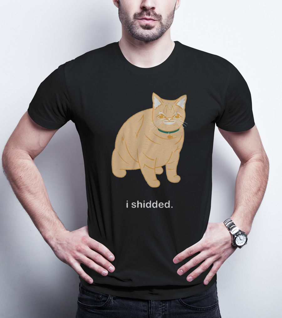 I Shidded Cat Orange Feline With Green Collar T-Shirt