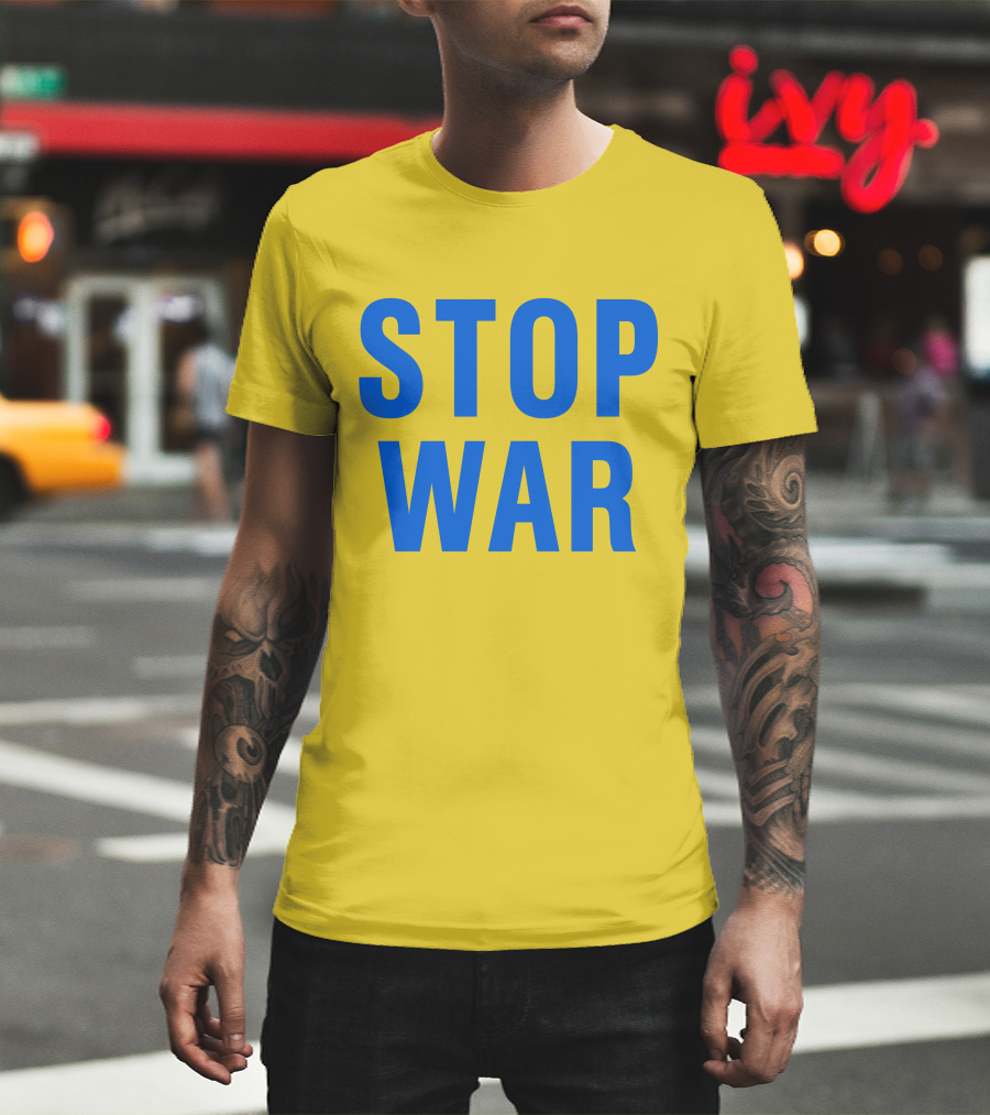 Illia Kovtun Stop War Shirt Bold Blue Typography T-Shirt