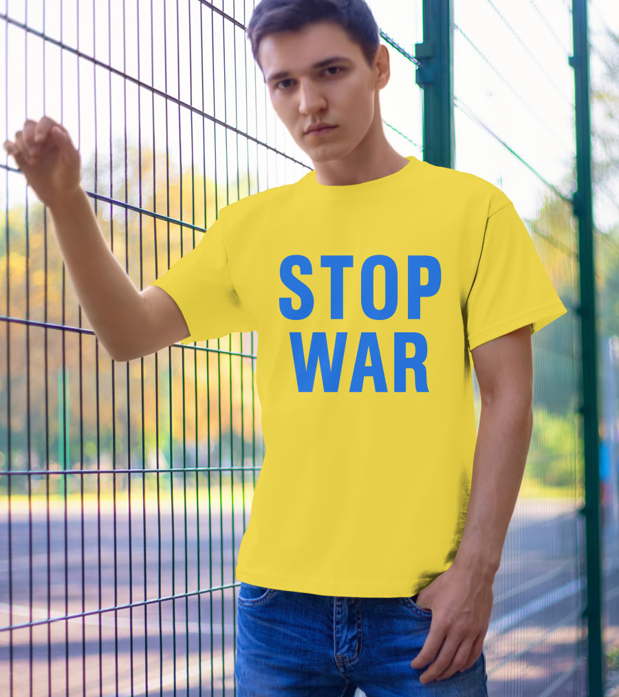 Illia Kovtun Stop War Shirt Bold Blue Typography T-Shirt