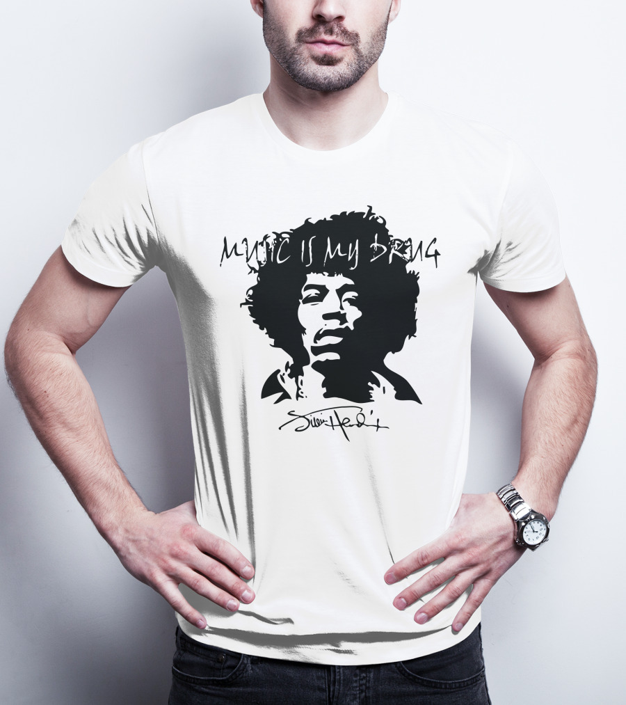 Jimi Hendrix Music Is My Drug Face T-Shirt