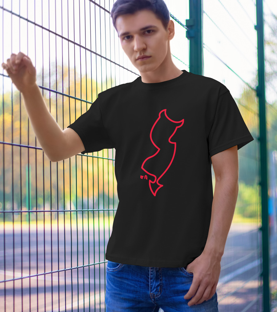 New Jersey Red Neon Outline Devil Tail T-Shirt